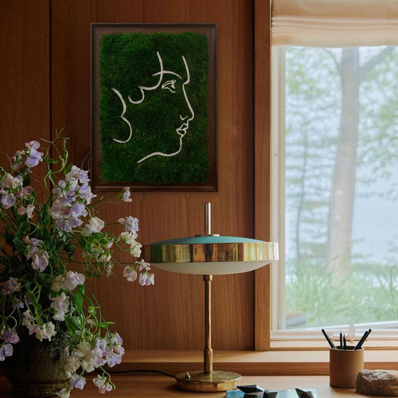 Framed Woman Profile Parisian Moss Wall Art - Moss Art | Wildleaf