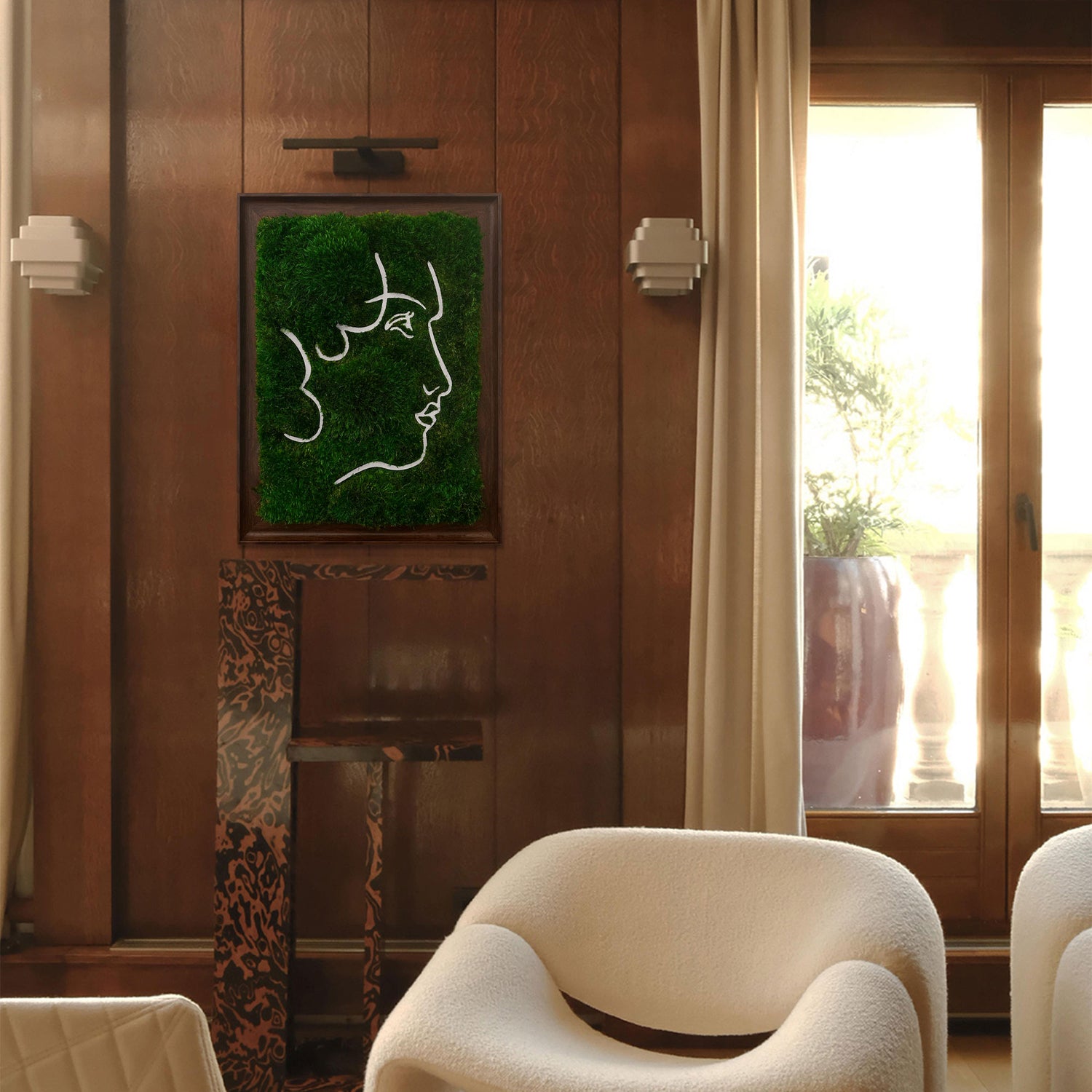 Framed Woman Profile Parisian Moss Wall Art - Moss Art | Wildleaf