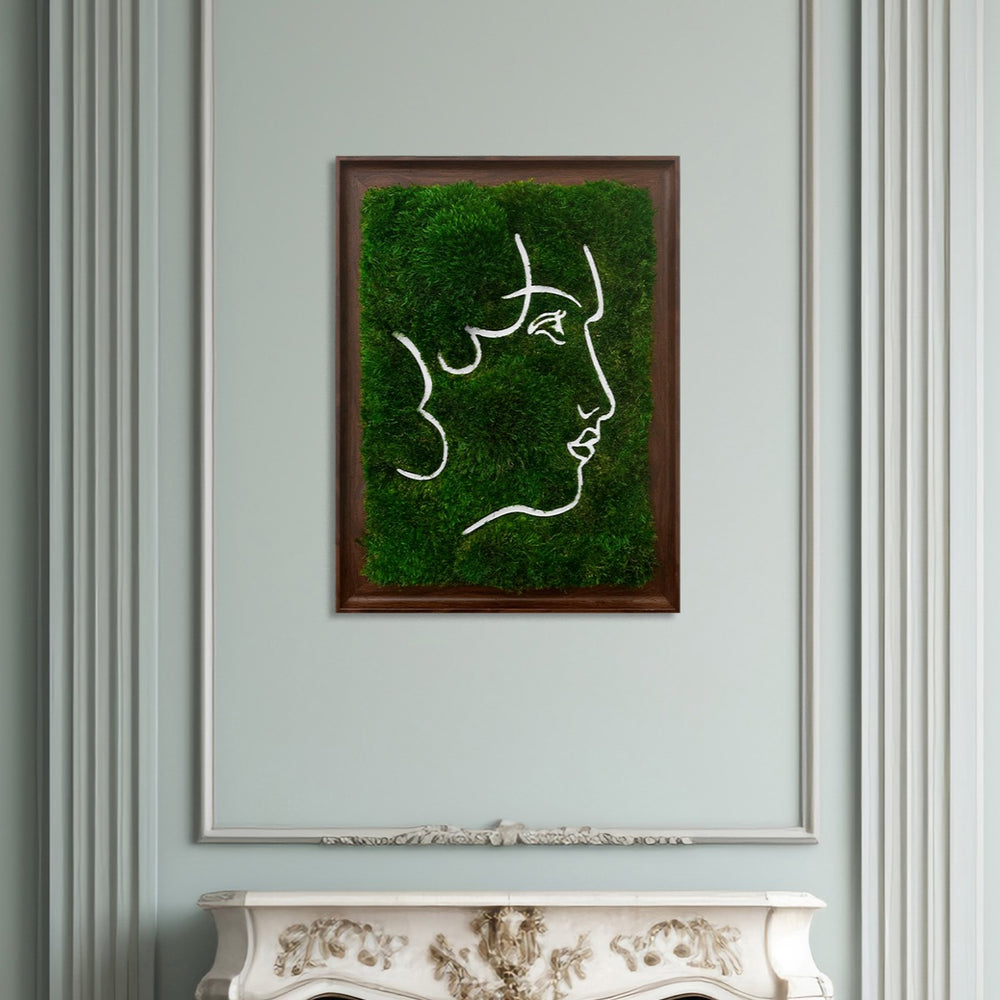 Framed Woman Profile Parisian Moss Wall Art - Moss Art | Wildleaf