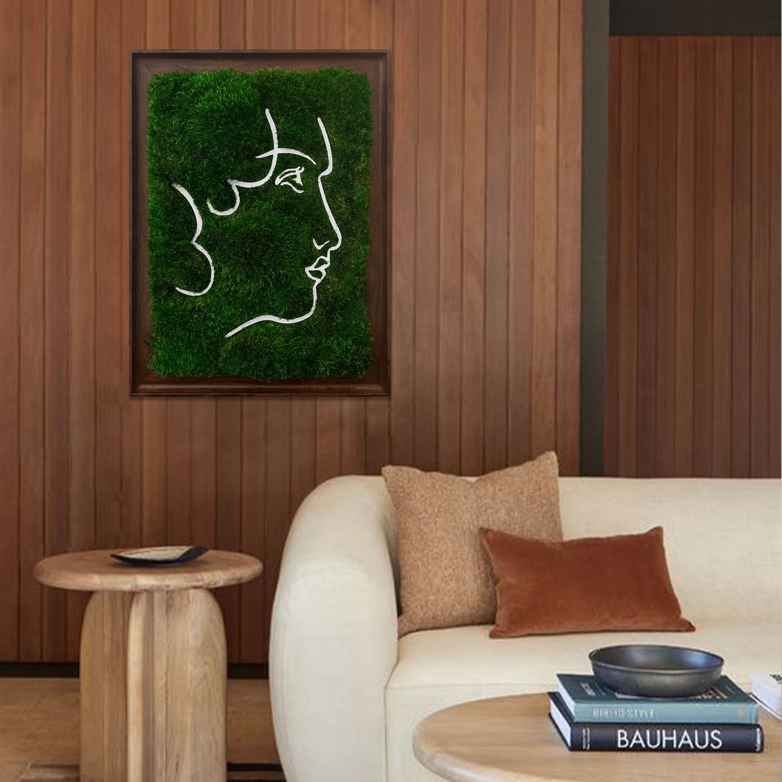 Framed Woman Profile Parisian Moss Wall Art - Moss Art | Wildleaf