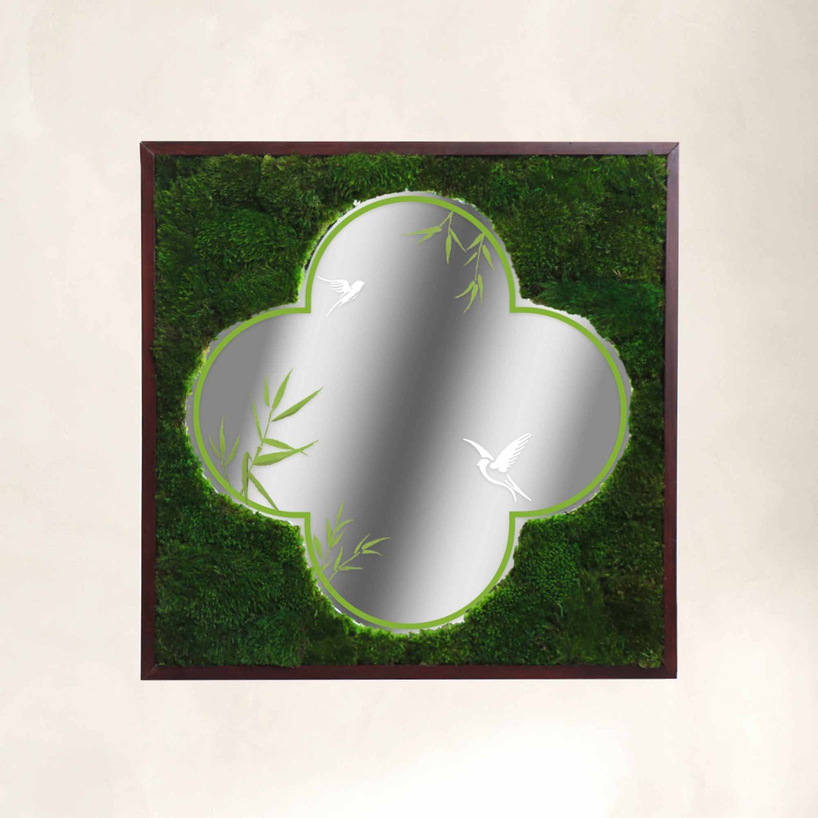 Plum Lattice Window Oriental Moss Wall Art - Moss Art | Wildleaf